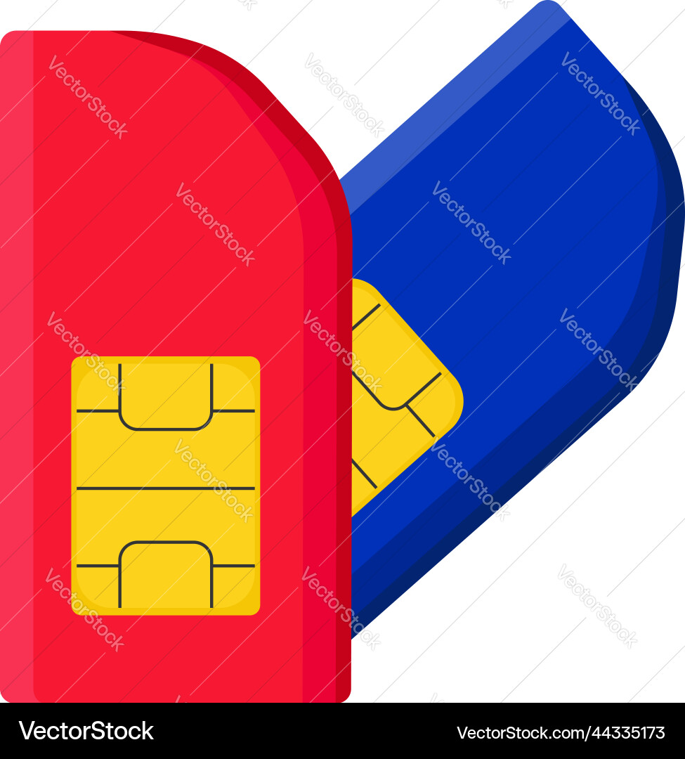 Red and blue sim cards on a white background Vector Image
