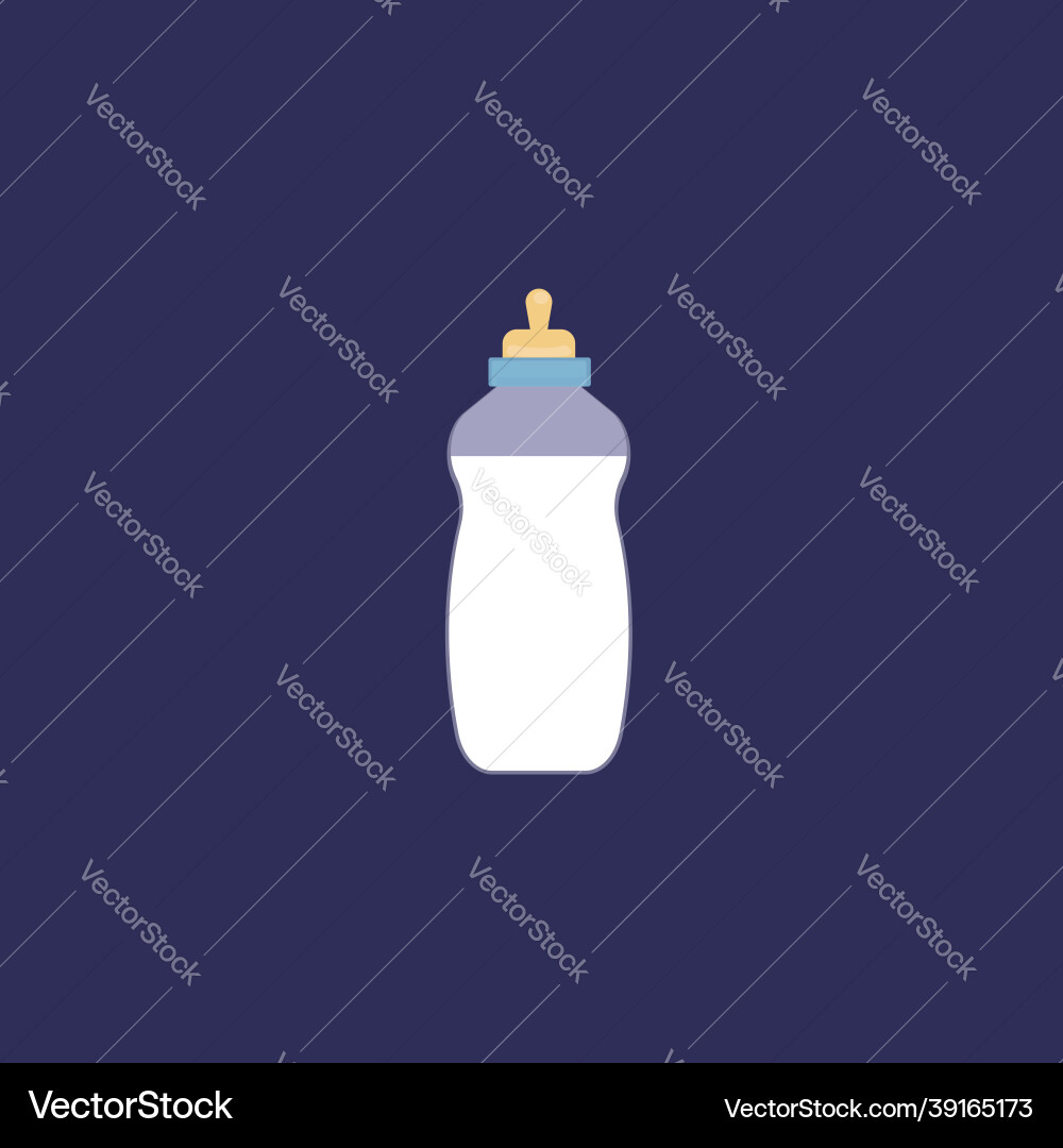 Small baby bottle on a blue background Royalty Free Vector