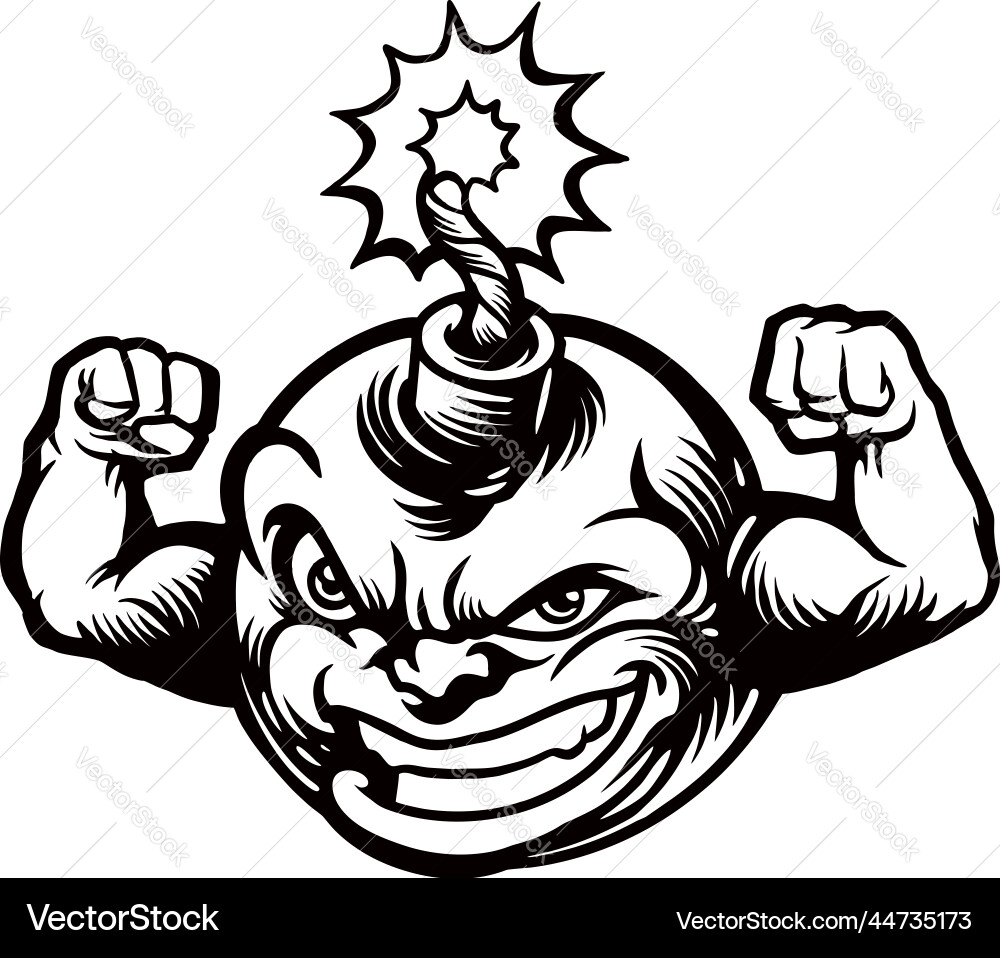 Strong bomb monochrome clipart Royalty Free Vector Image