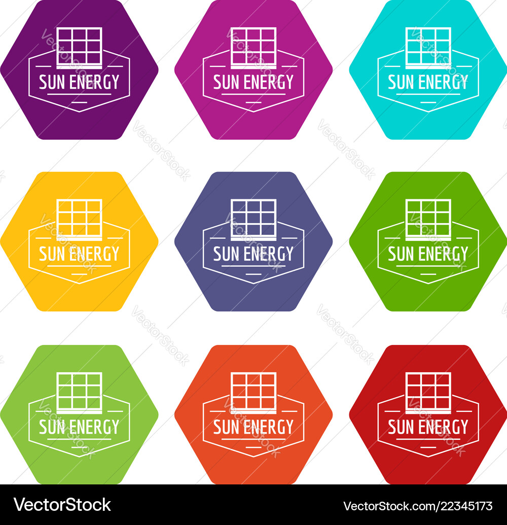 Sun energy icons set 9 Royalty Free Vector Image
