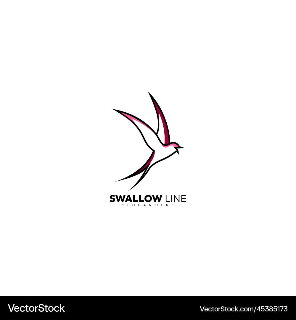 Swallow line logo design color Royalty Free Vector Image