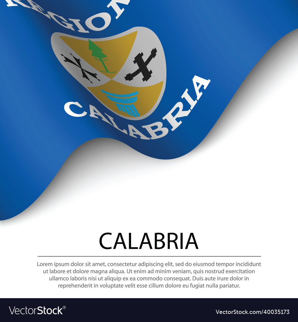 Waving flag of calabria is a region italy Vector Image