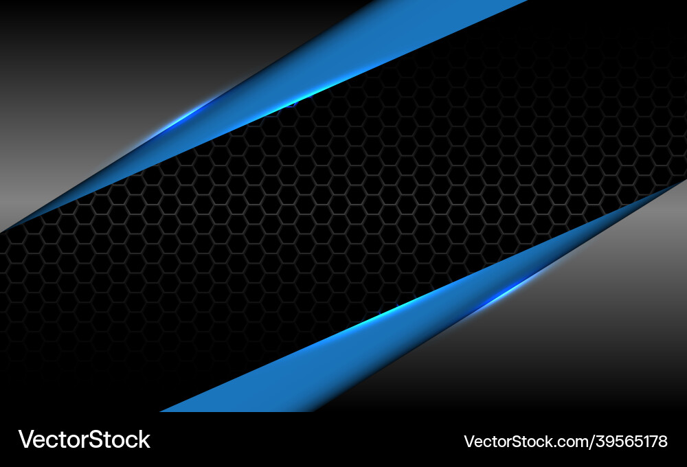 Abstract grey blue metallic geometric on black Vector Image