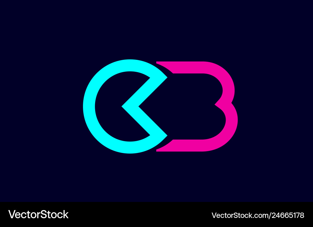 Cb c b blue pink colorful alphabet Royalty Free Vector Image