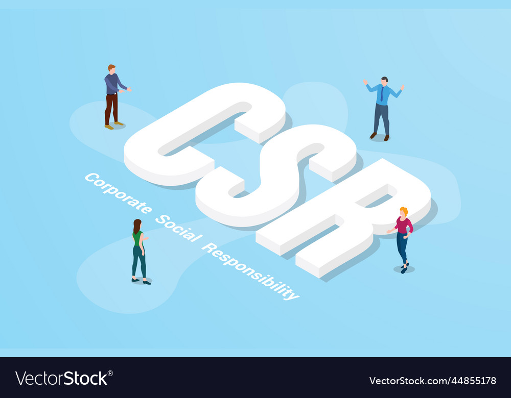 Csr corporate social responsibility big text word Vector Image