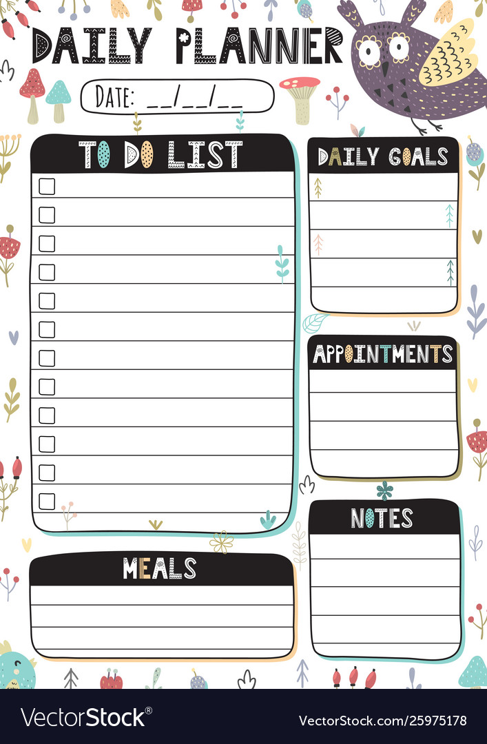 Cute Daily Planner Template Printable Printable Templates