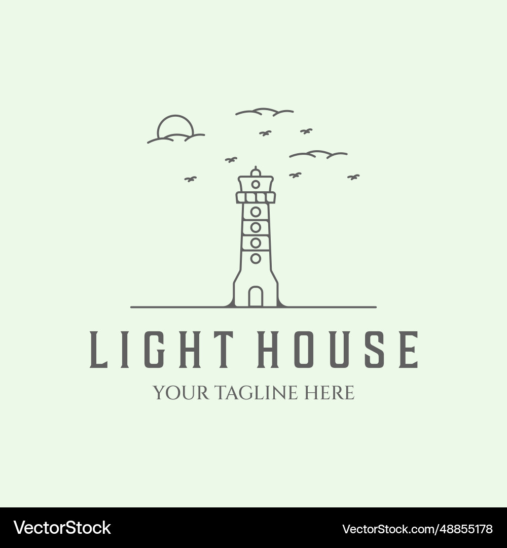 Design line art lighthouse maritime security icon Vector Image