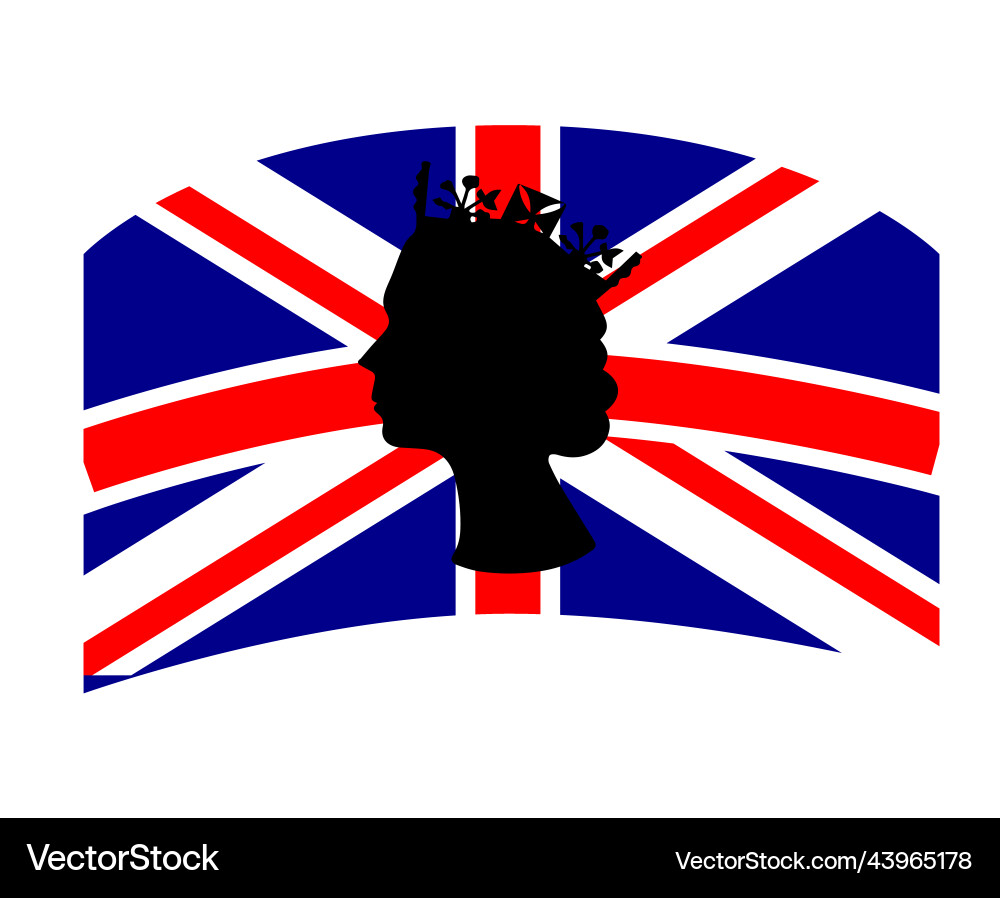 Elizabeth queen face black with british emblem Vector Image