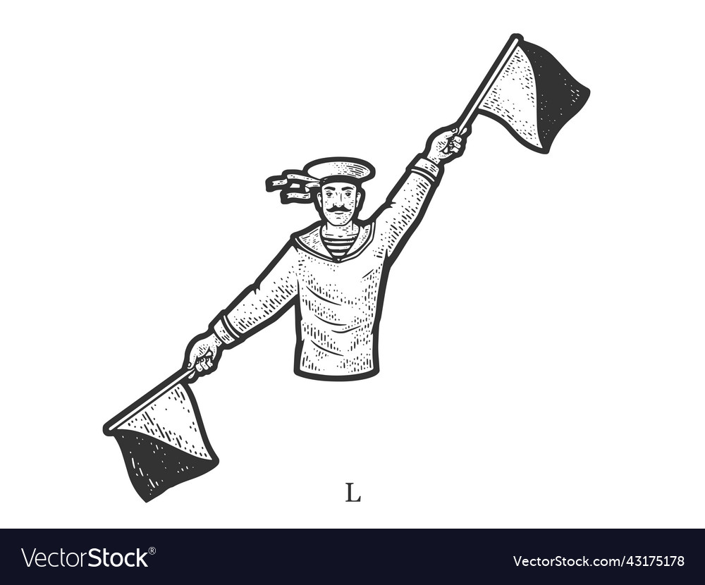 Flag semaphore letter l sketch Royalty Free Vector Image Flag semaphore letter l sketch Royalty Free Vector Image