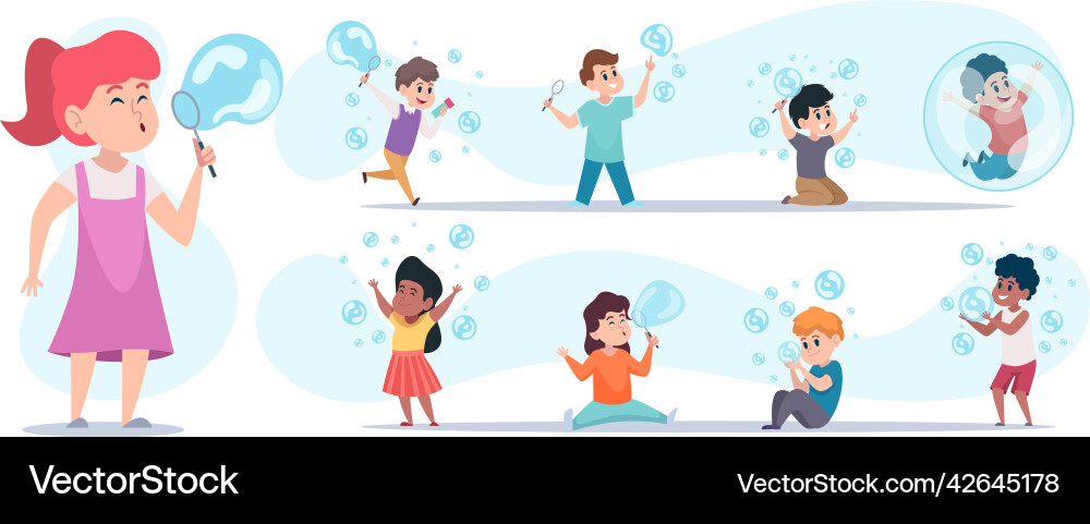 Foam bubbles for kids children blowing Royalty Free Vector