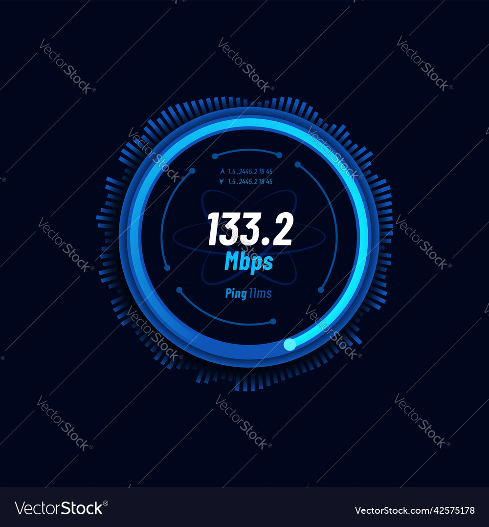 Futuristic Internet Speed Meter Dial Network Test Vector Image