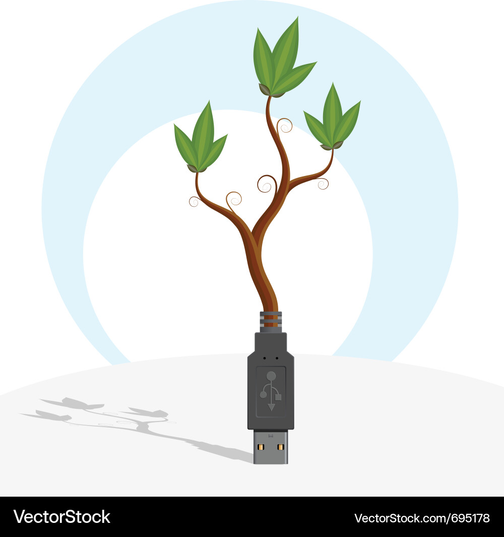 Green usb plant Royalty Free Vector Image - VectorStock
