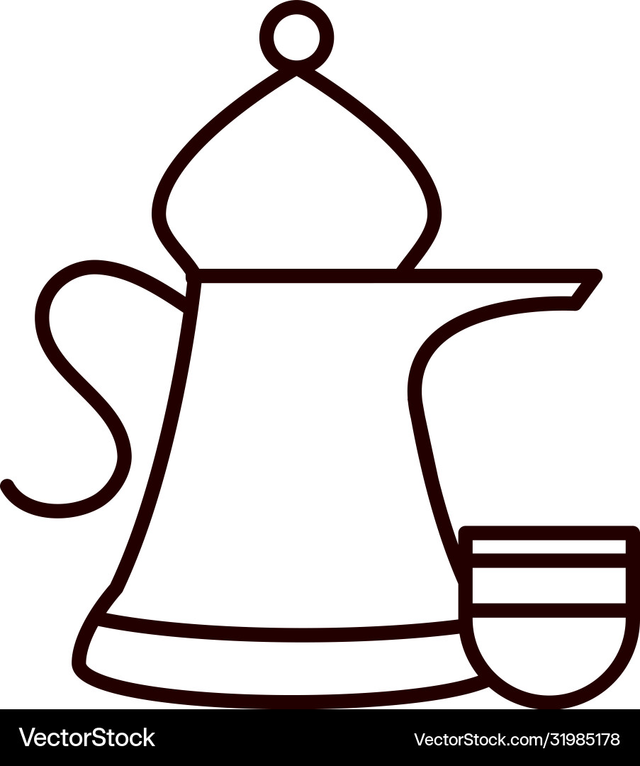 Jug and cup clay kitchen line style icon Vector Image