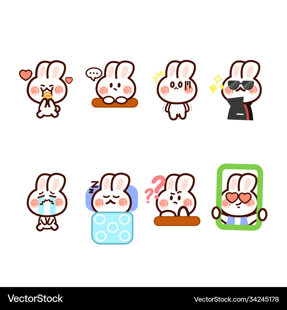Lovely and cute little rabbit bunny expression Vector Image