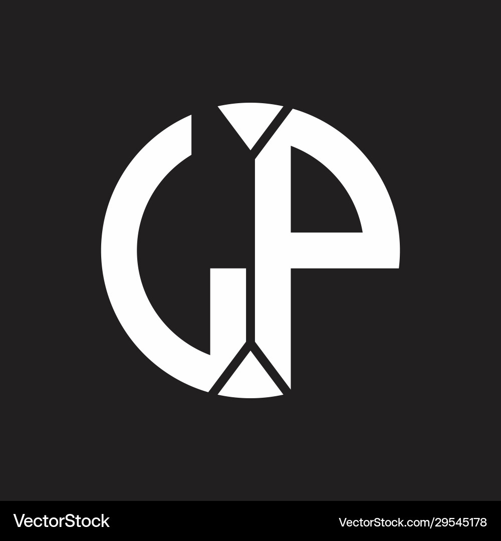 Lp logo monogram with piece circle ribbon style Vector Image
