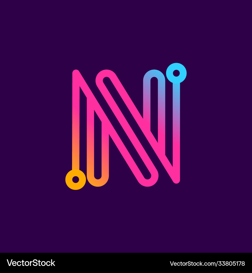 Multicolor n letter logo made electric wire Vector Image