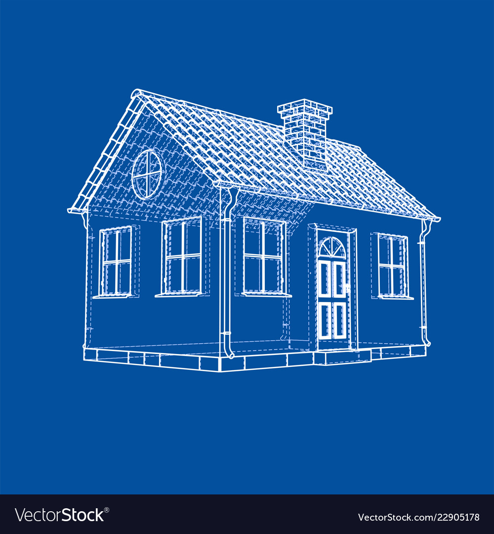 Private House Sketch Rendering 3d Royalty Free Vector Image
