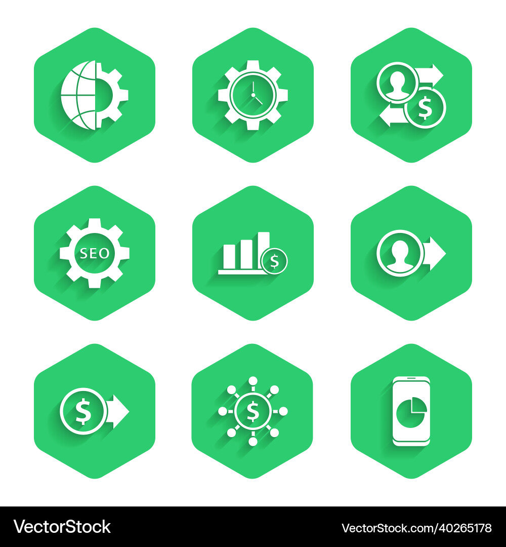 Set pie chart infographic and dollar dollar Vector Image