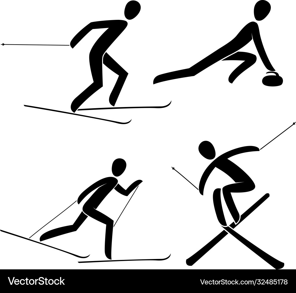 Silhouette curling racing alpine freestyle Vector Image