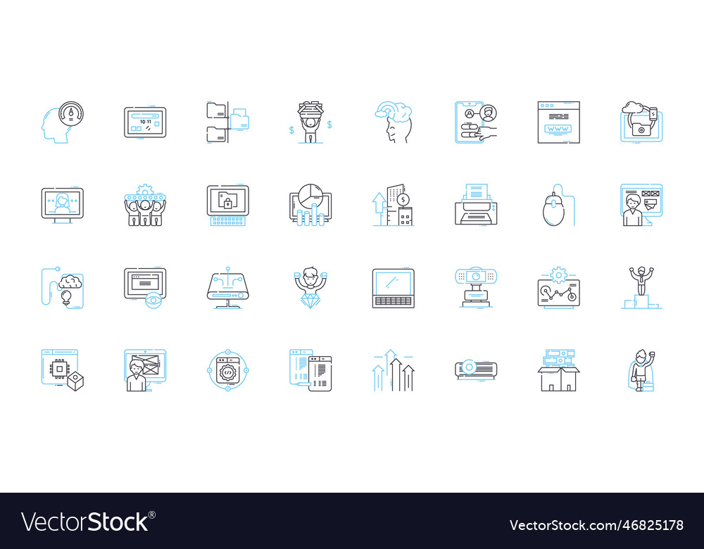 Software engineering linear icons set coding Vector Image Software engineering linear icons set coding Vector Image