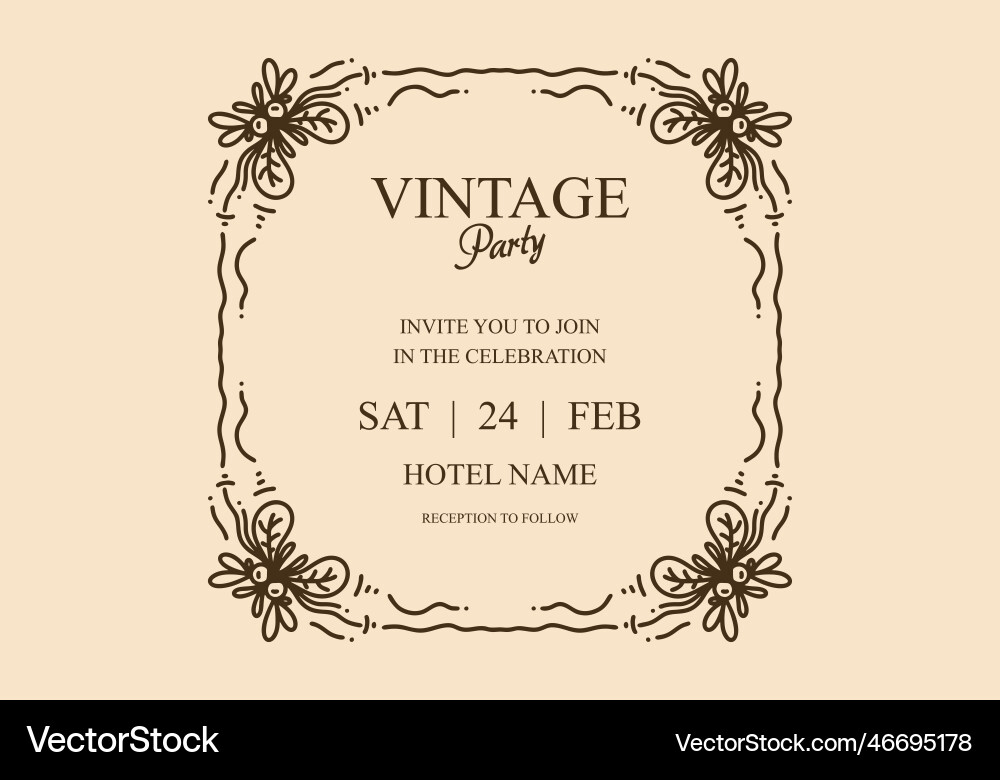 Vintage frame design for invitation card or flyer Vector Image
