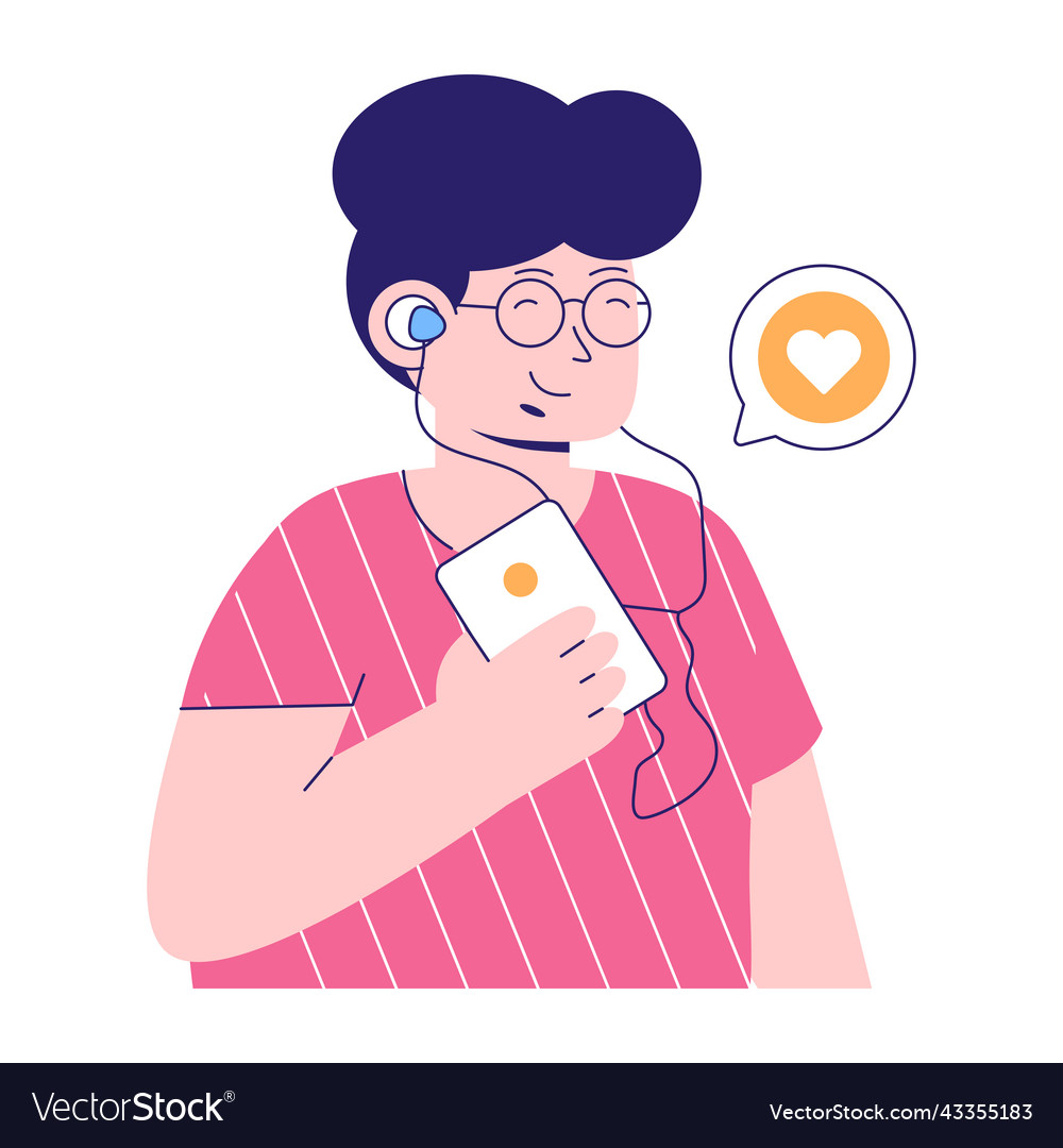 A flat of podcast listener Royalty Free Vector Image