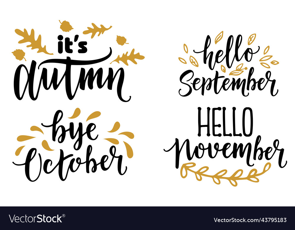 Autumn lettering set fall calligraphy set Vector Image