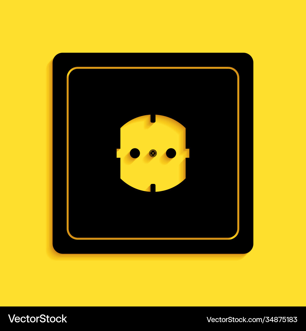 Black electrical outlet icon isolated on yellow Vector Image