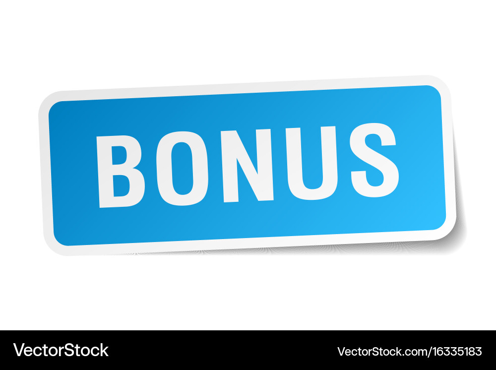 Bonus blue square sticker isolated on white Vector Image