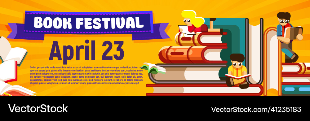Book festival website header banner template Vector Image