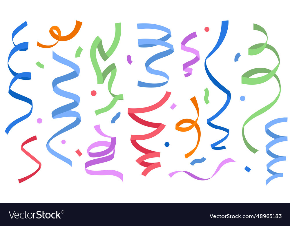 Confetti ribbons set cartoon colorful decoration Vector Image