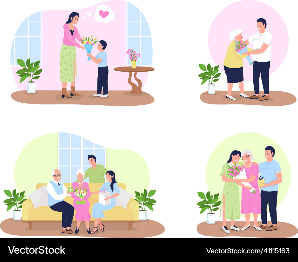 Mothers day 2d web banner poster set Royalty Free Vector