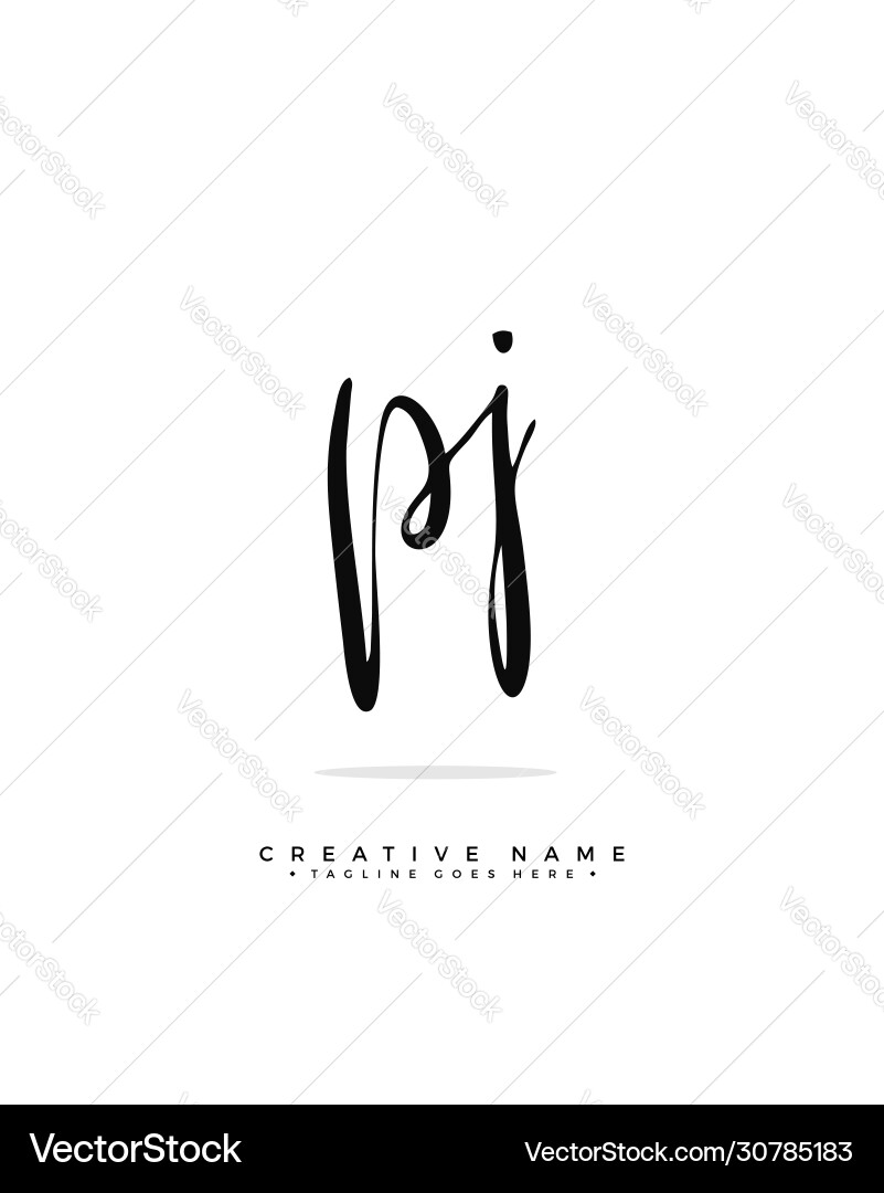 P j pj initial logo signature handwriting Vector Image