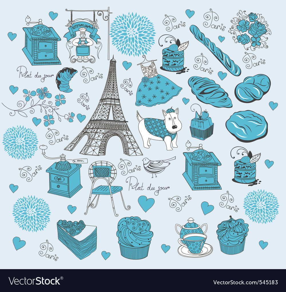 Paris elements background Royalty Free Vector Image