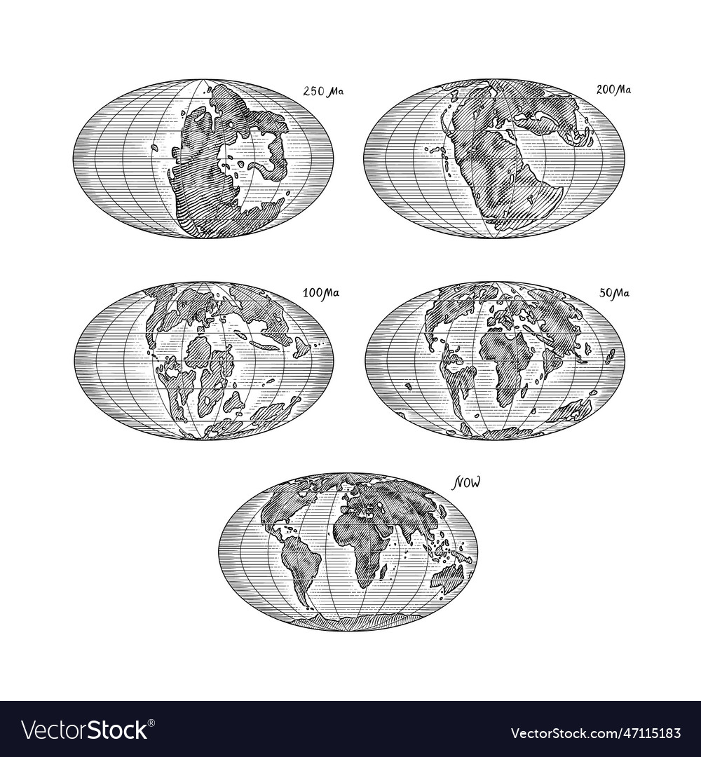 Plate tectonics on the planet earth pangaea Vector Image