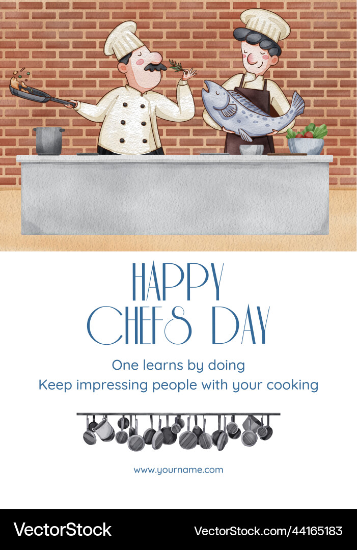 Poster template with chef day conceptwatercolor Vector Image