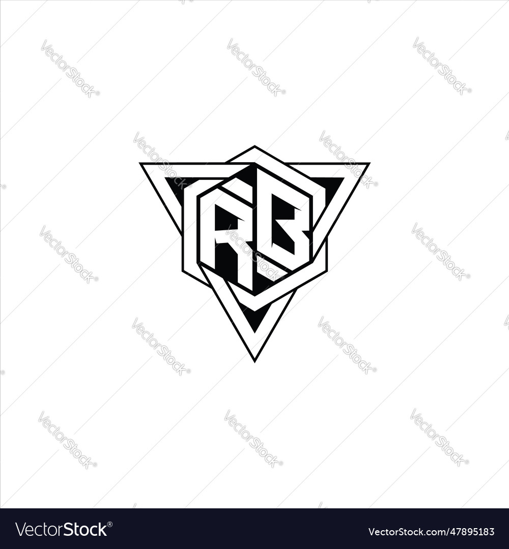 Rb letter logo monogram hexagon shape Royalty Free Vector