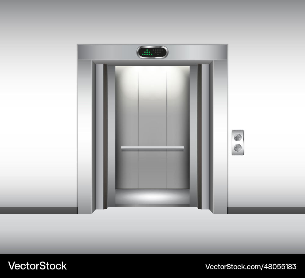 Realistic open metal elevator mockup Royalty Free Vector