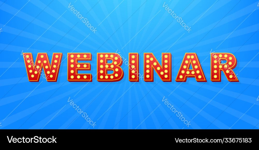 Retro light text webinar light bulb Royalty Free Vector