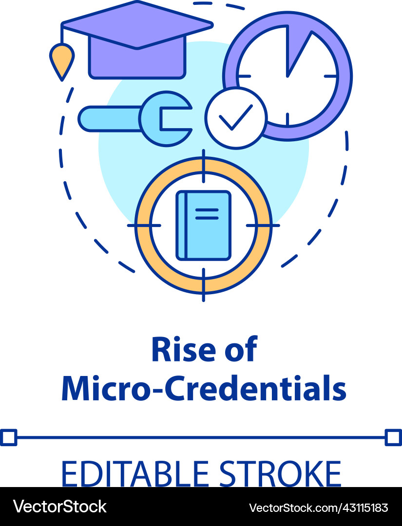 Rise of micro credentials concept icon Royalty Free Vector