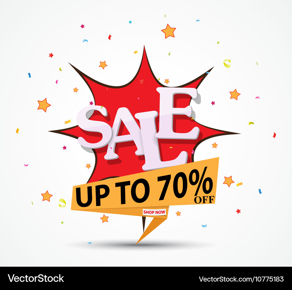 Sale discount design with fireworks Royalty Free Vector
