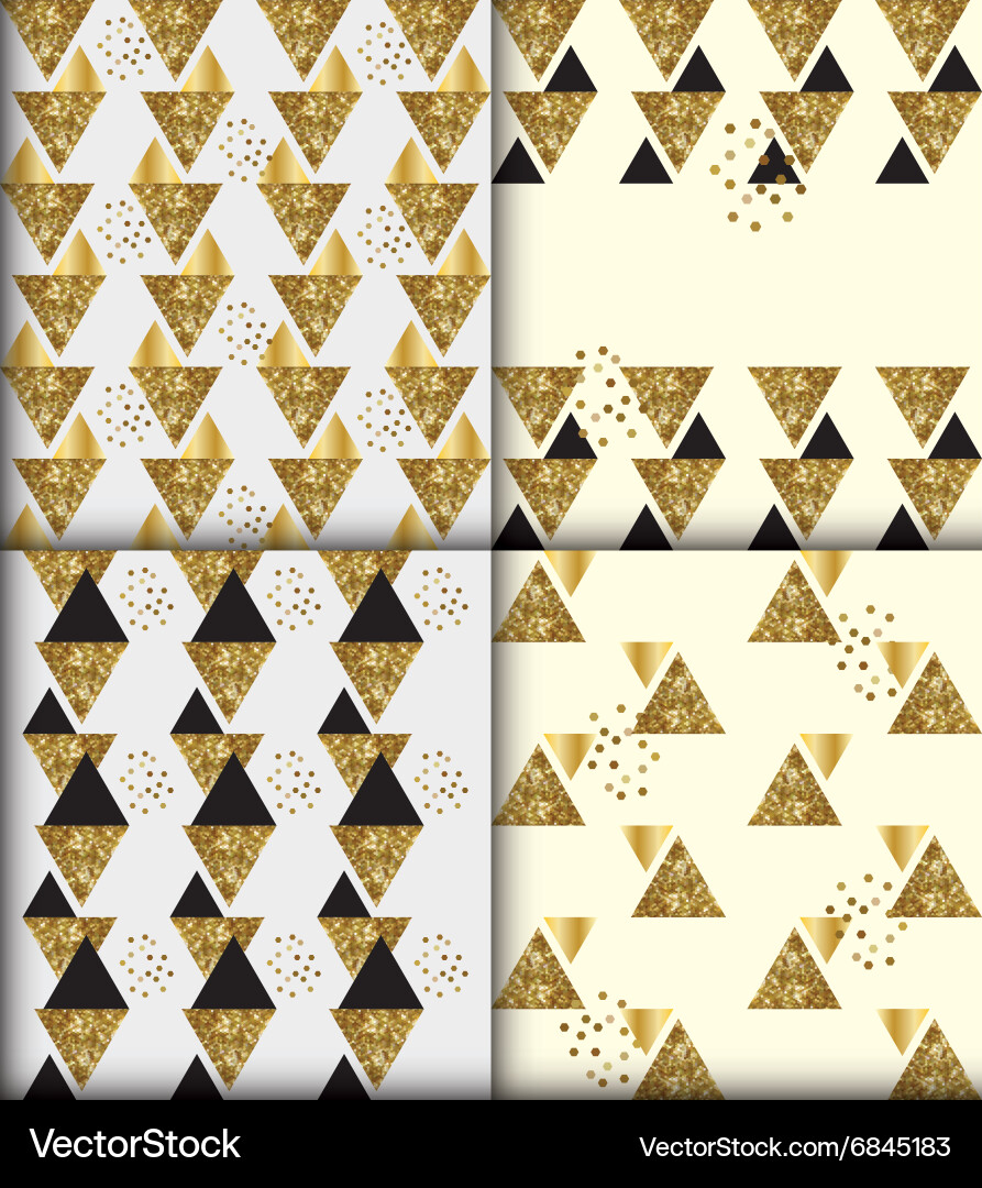 Set of 4 black gold glitter seamless patterns Vector Image