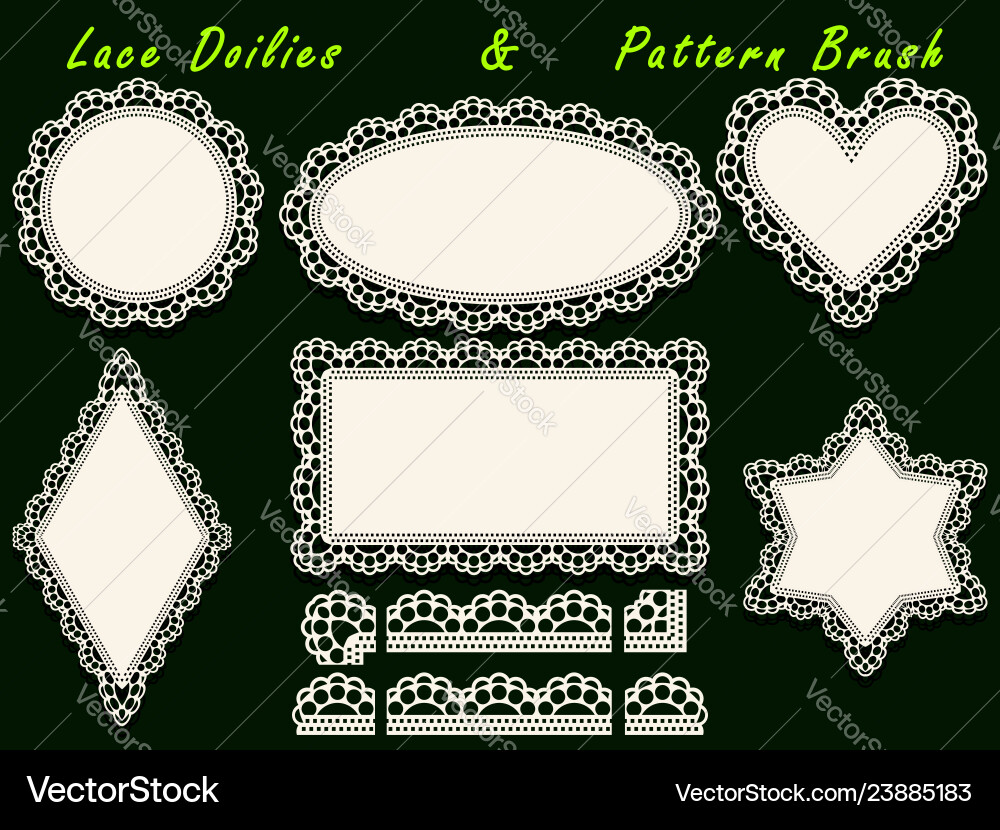 Set of design elements lace paper doily Royalty Free Vector