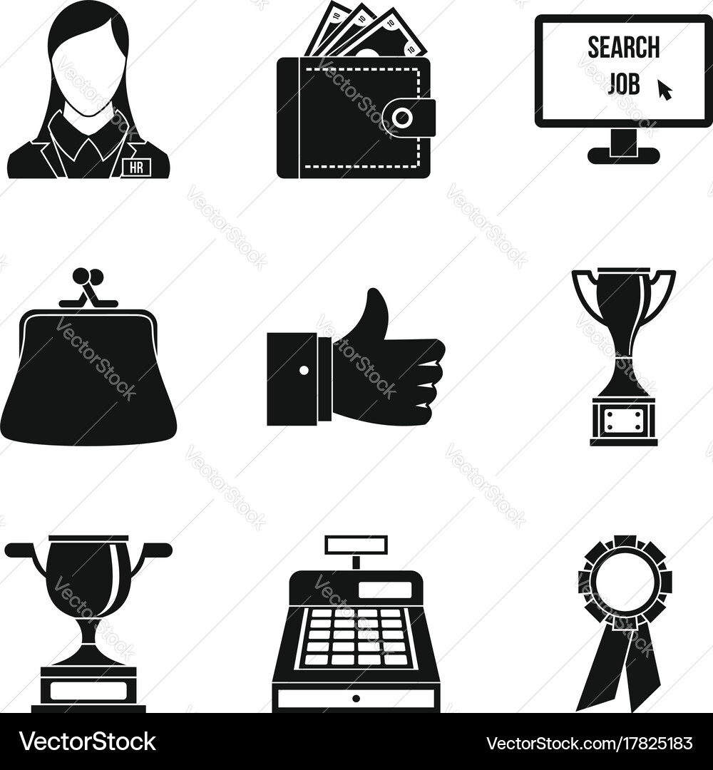Shopping trip icons set simple style Royalty Free Vector