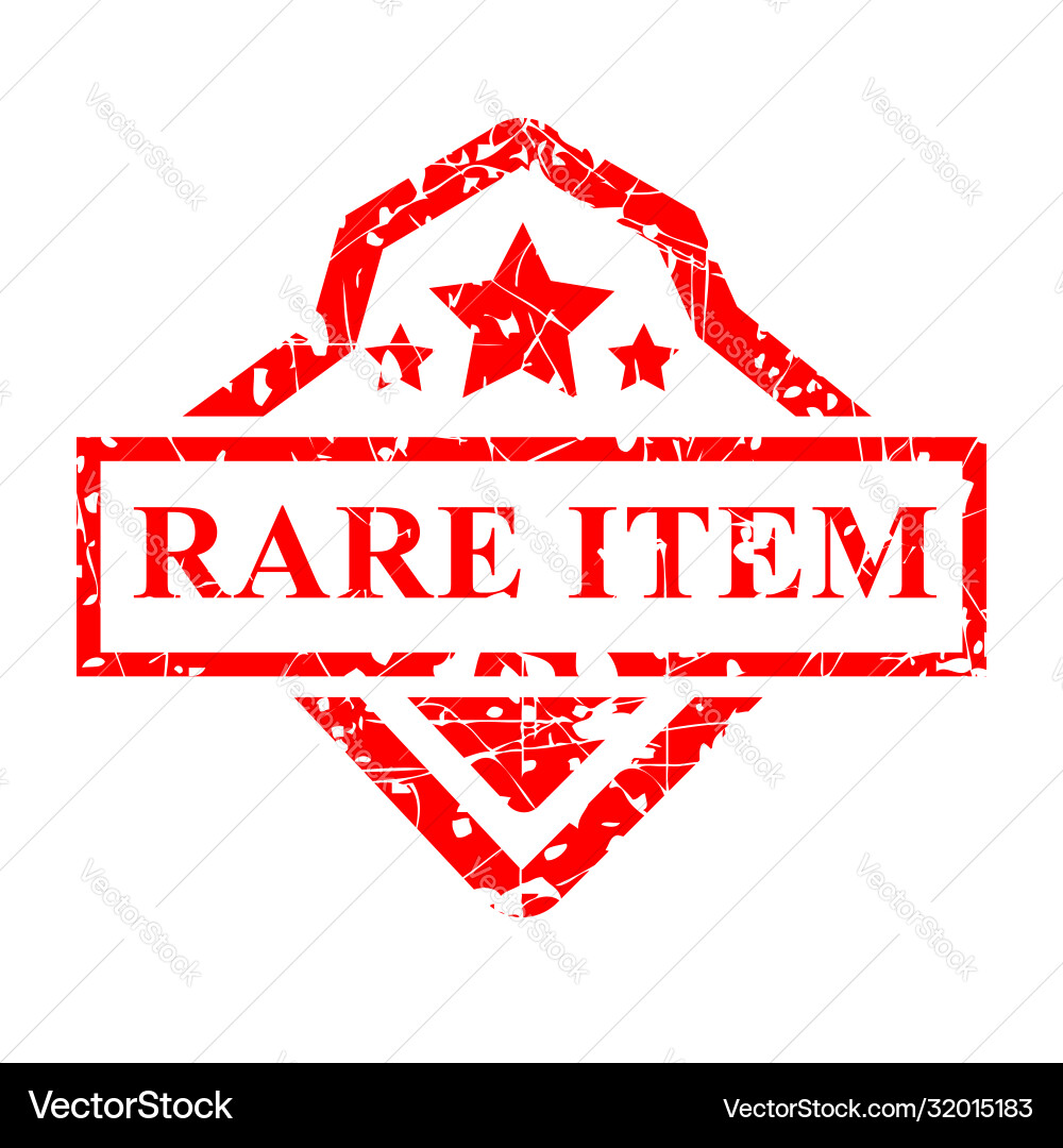 Simple grungy red rubber stamp rare item Vector Image