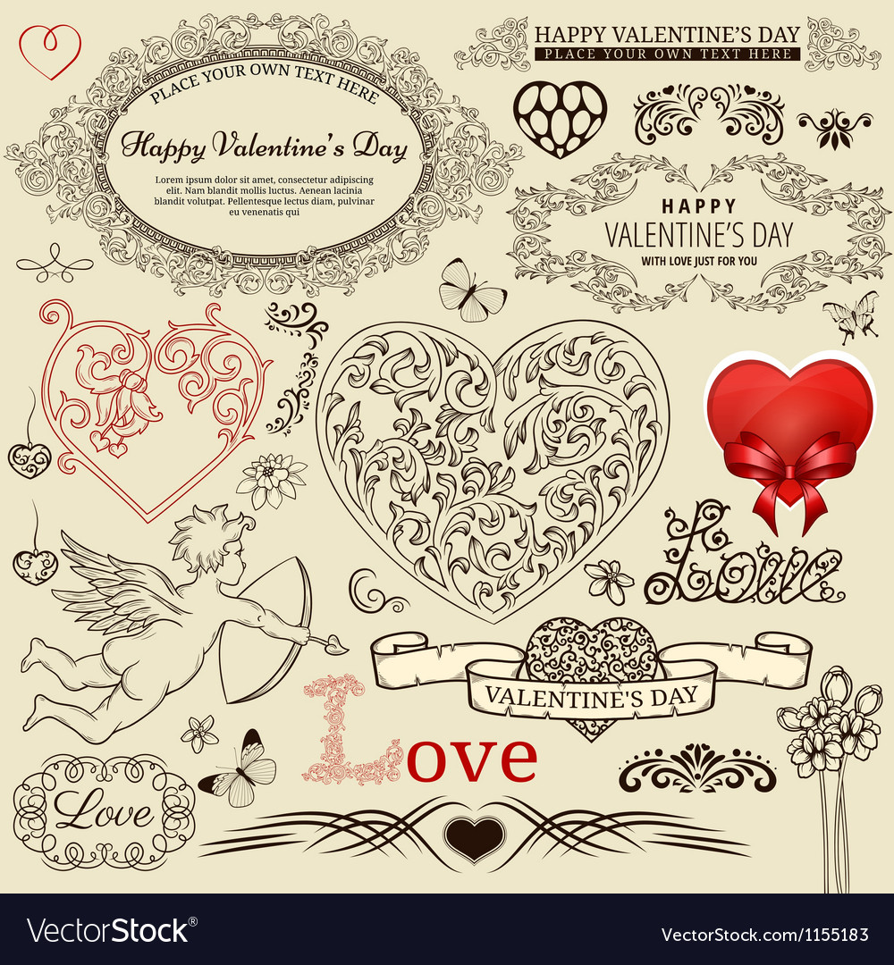 Valentine design elements Royalty Free Vector Image