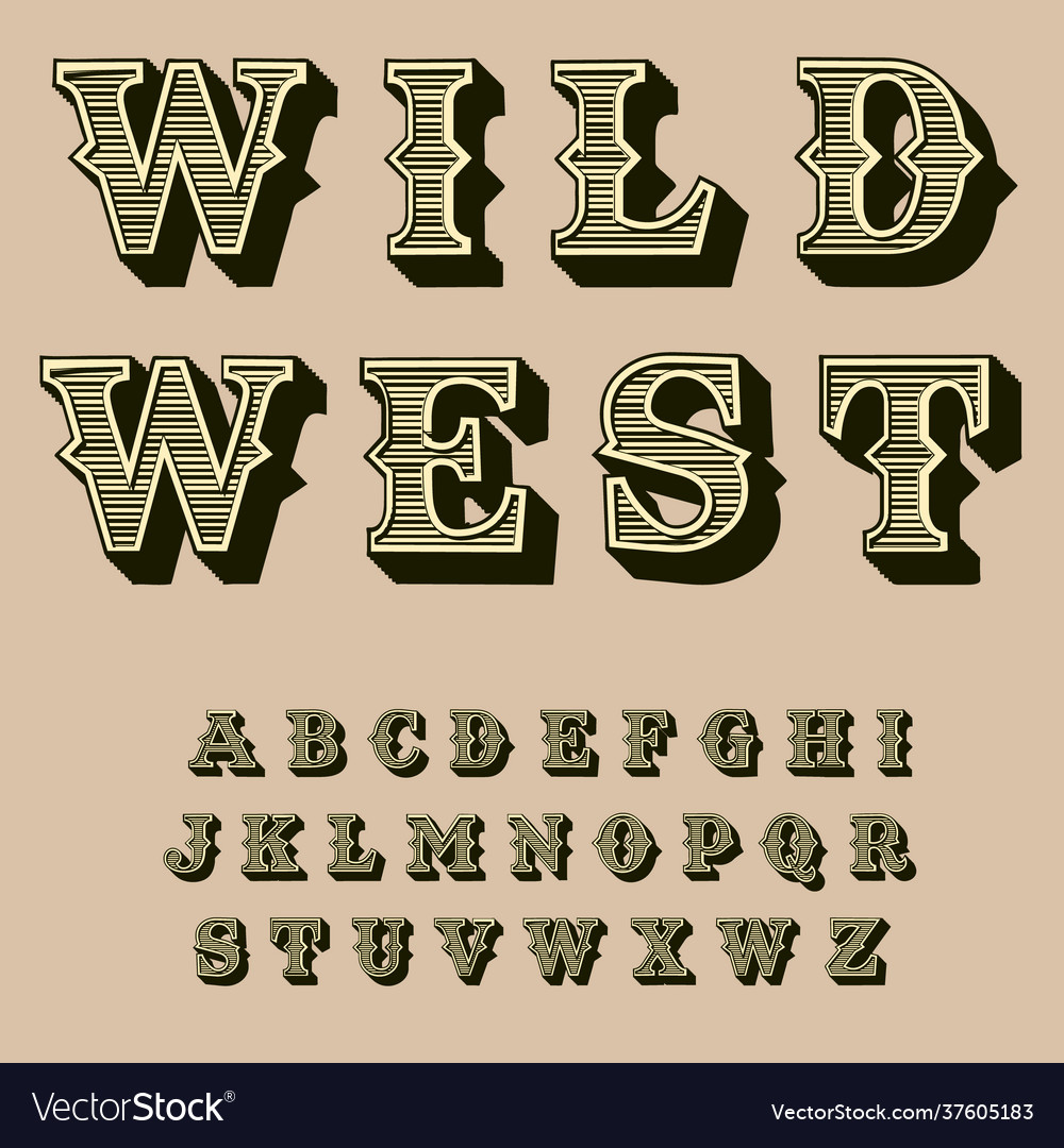 Western retro alphabet vintage typography Vector Image