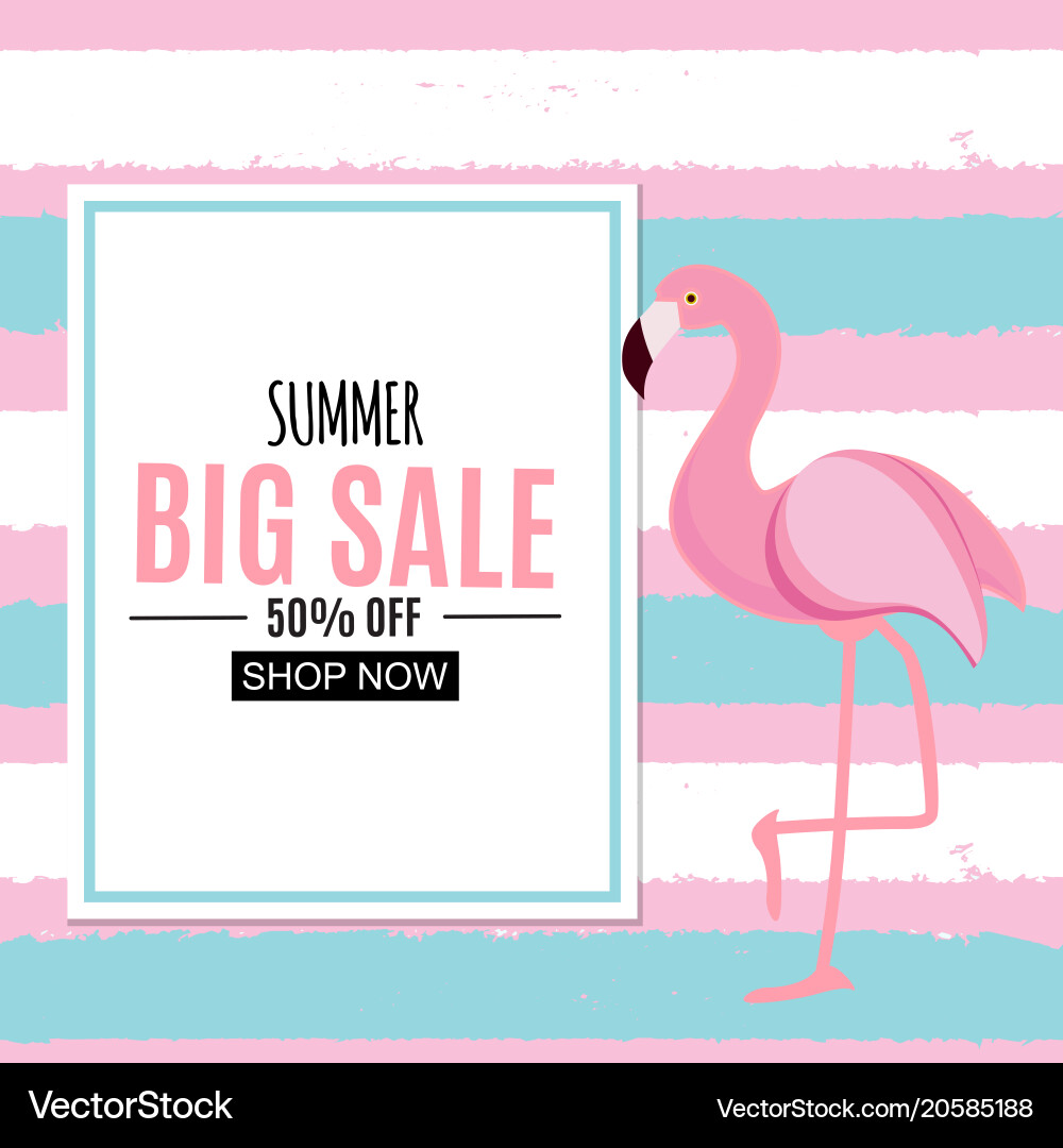 Abstract tropical background with flamingo Vector Image