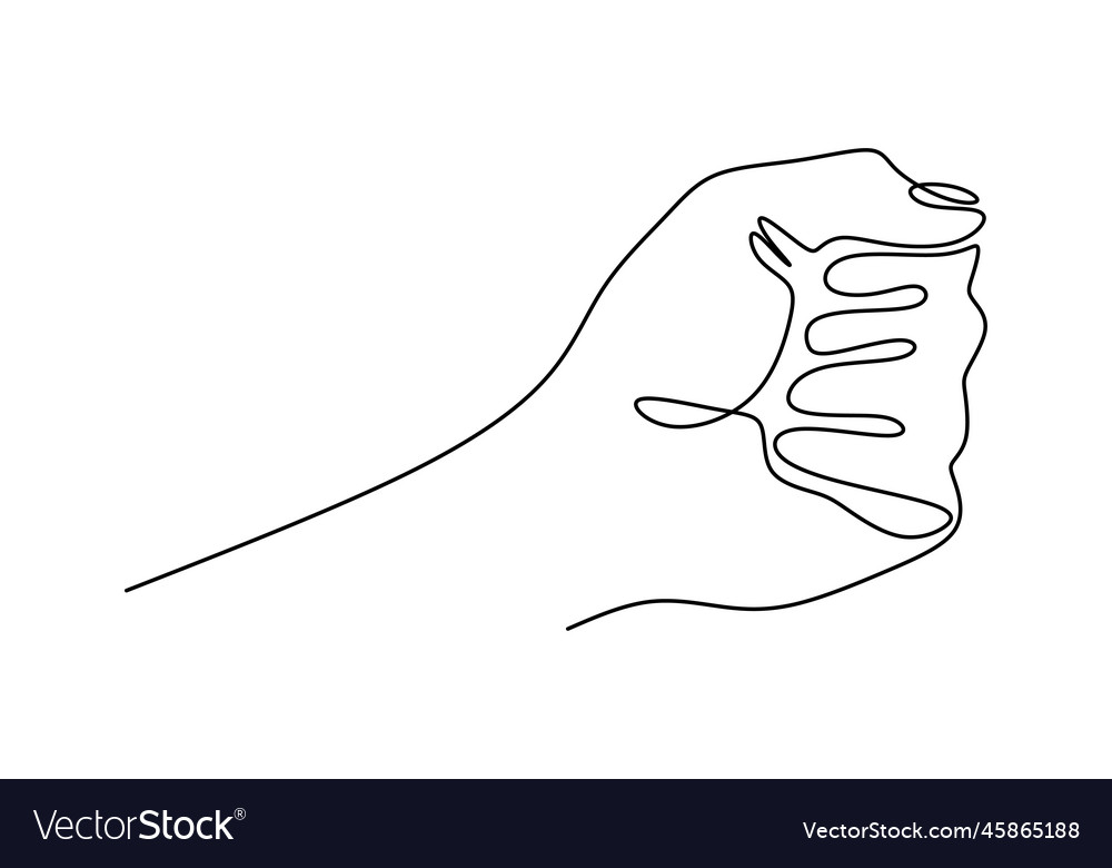 Continuous one line drawing of fist hand gesture Vector Image