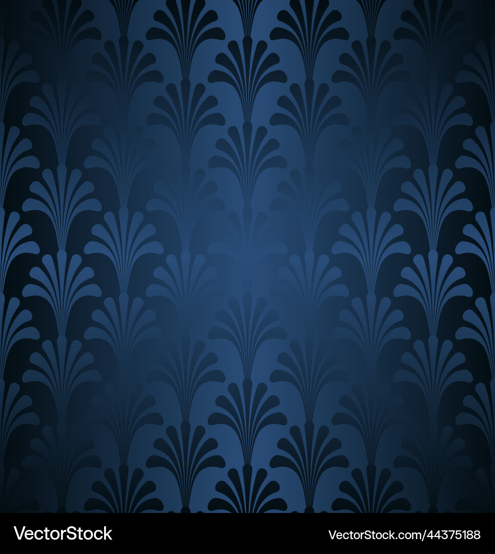 Dark blue floral gatsby art deco pattern Vector Image